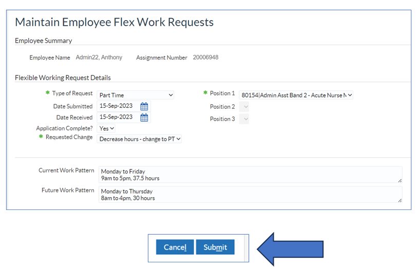Administrator Self Service – Flexible Working Request