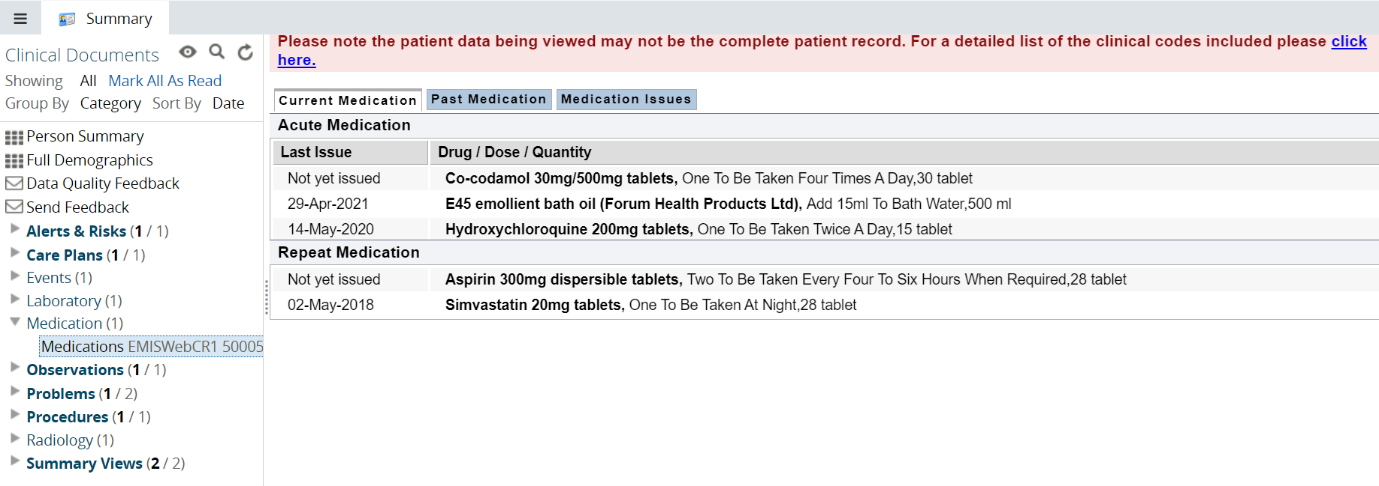 DCCR - GP Held Information