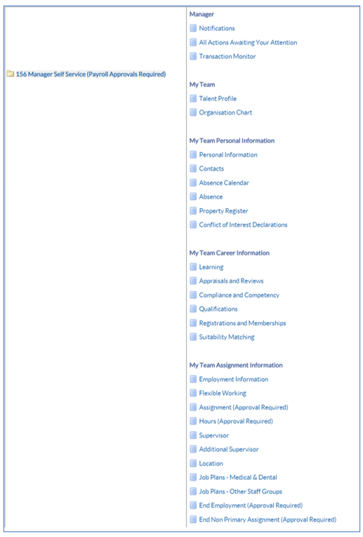 Manager Self Service - Access & Manager Menu - Print View