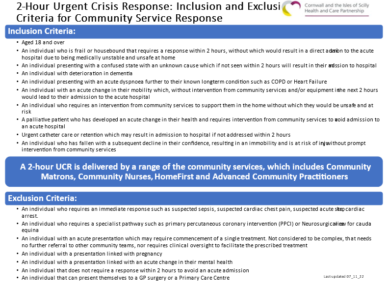 Strata IToCH SOP: Managing 2-Hour Urgent Crisis Response (UCR) V0.14