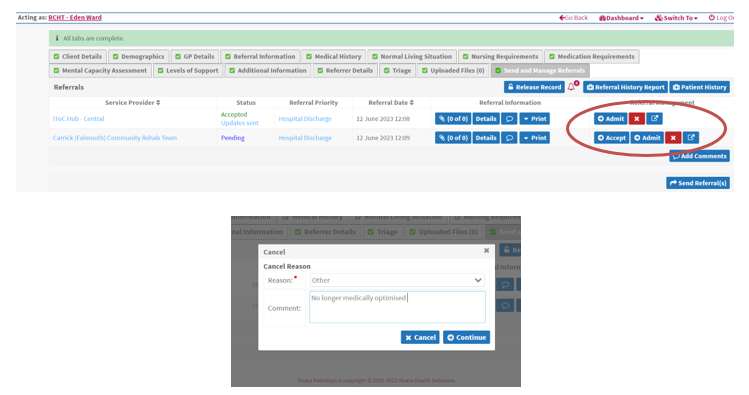 Strata IToCH SOP: Transferring Pathway 1 waiters from an acute hospital ...