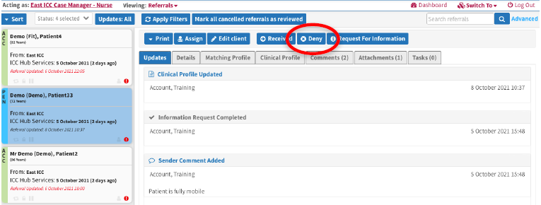 Deny a Referral