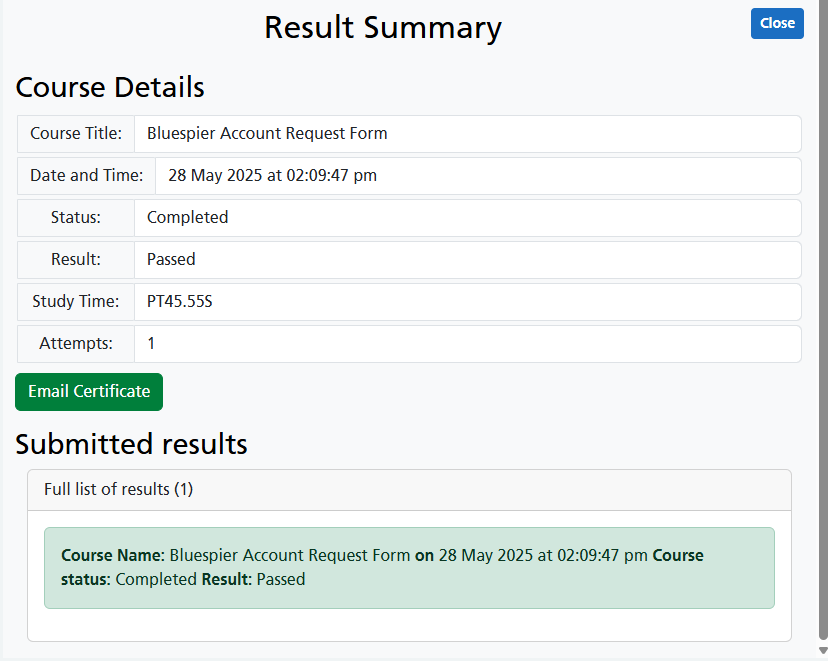 Digital Training Portal (TAS) - View my learning history - Print View